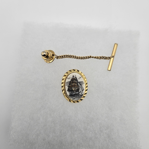 Accessories | Vintage Scrimshaw Carved Painted Sailing Ship Motif ...